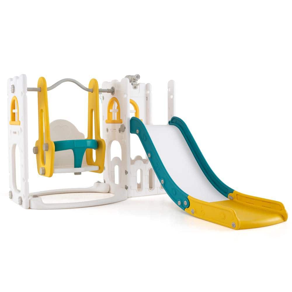 HONEY JOY 7 in 1 L-shaped Toddle Swing and Slide Set Freestanding ...