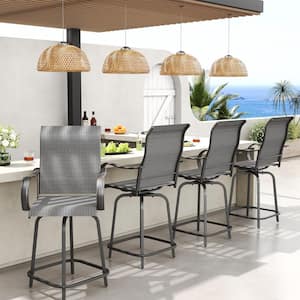 ELPOSUN Swivel Metal Metal Outdoor Bar Stool (4-Pack) HDNBPC0192BEOS-4 ...