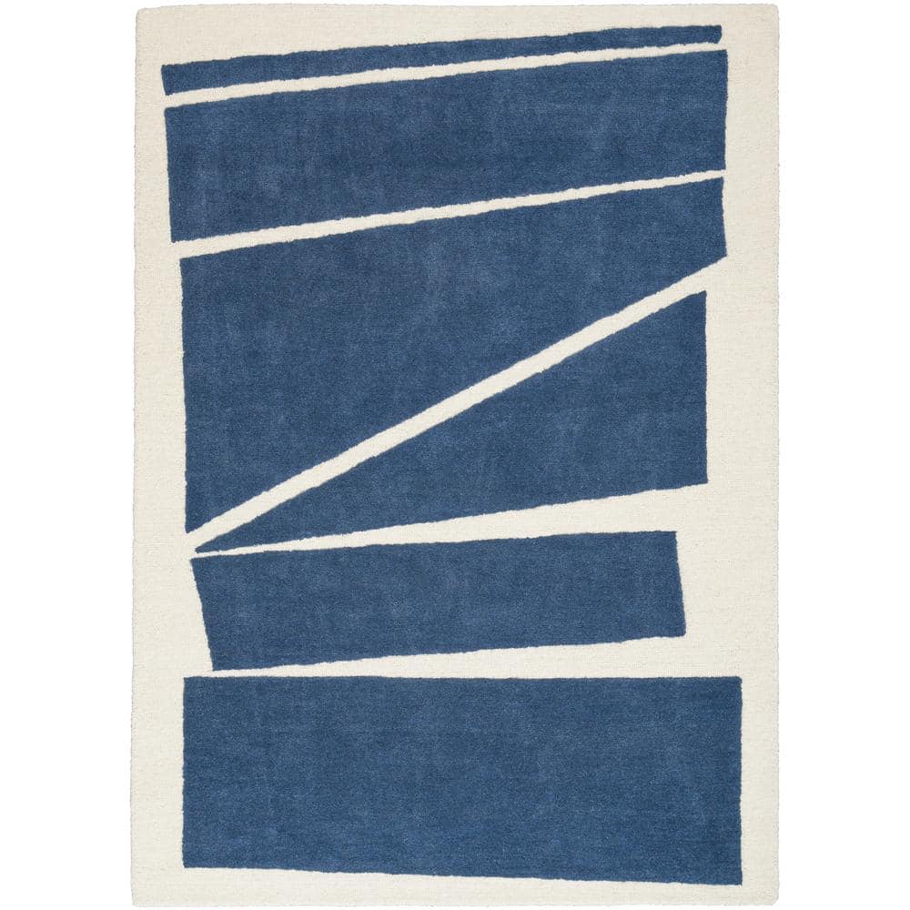 Nourison Modern Edge Navy/Ivory 8 ft. x 10 ft. Contemporary Area Rug ...