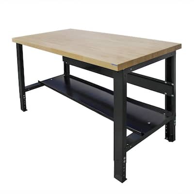 Borroughs 30 in. x 60 in. Solid Hardwood Top Heavy-Duty Adjustable ...