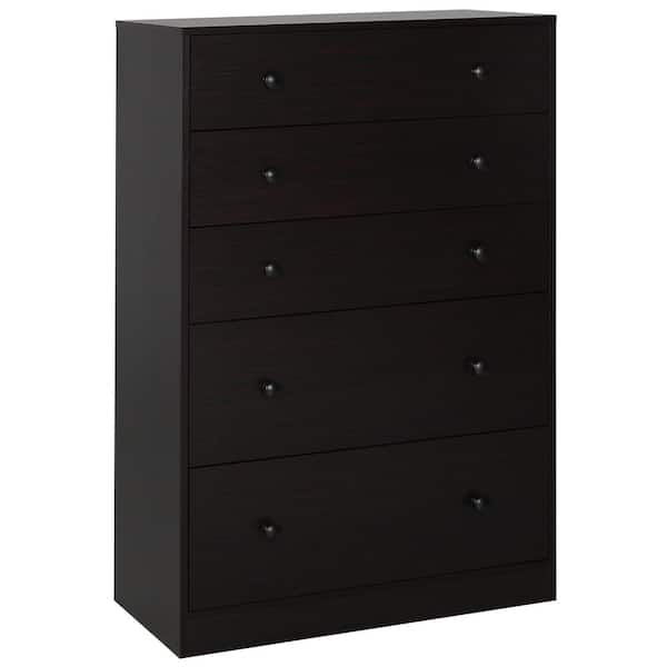 VEIKOUS Oversized 5-Drawer Espresso Chest of Drawers Dresser with 2 ...