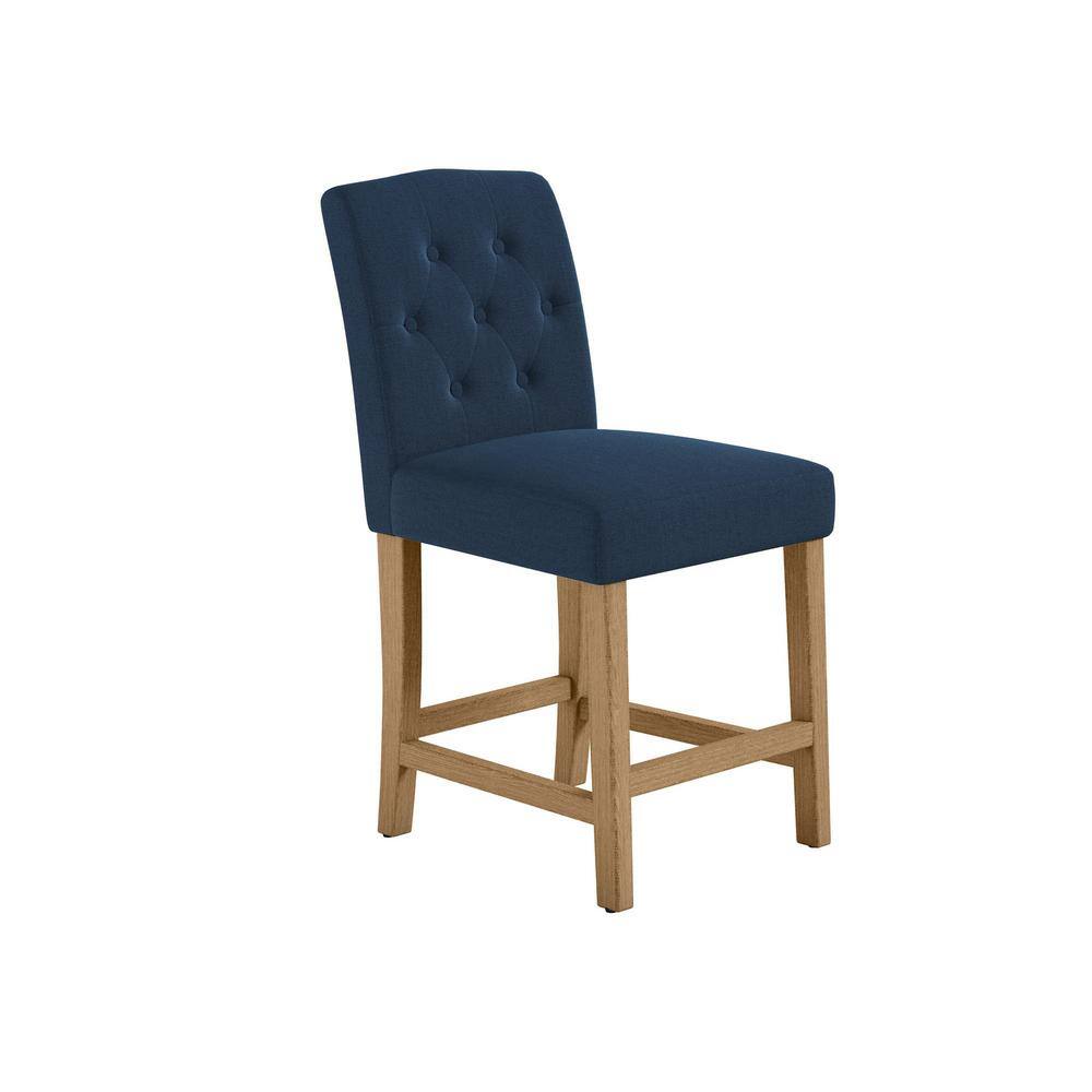 DHP Lydie Parsons 24.5 in. H Navy Blue Linen Upholstered Counter Stool ...