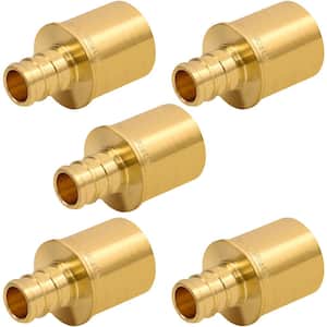 PLUMBFLEX 1/2 in. Brass Female Sweat Copper Adapter x 3/4 in. Pex Barb Pipe Fitting (5-Pack ...