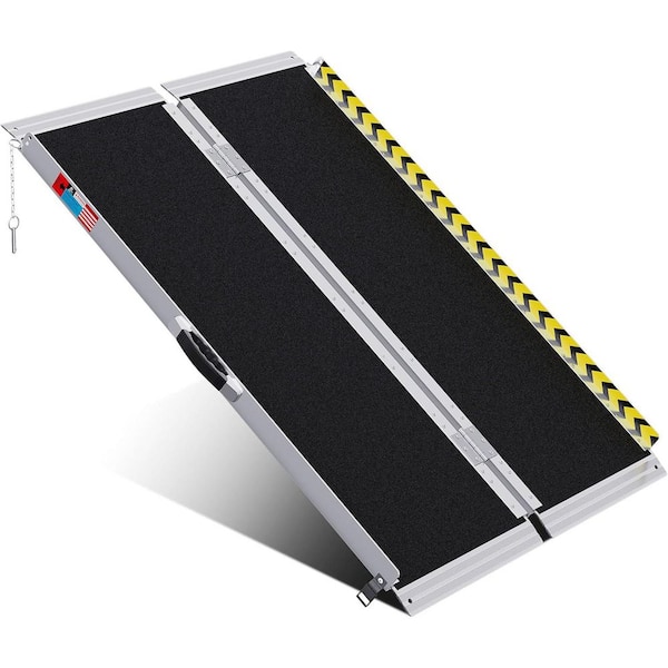 4FT Folding Aluminum Wheelchair Ramp Anti-Slip Portable Ramp for Home ...