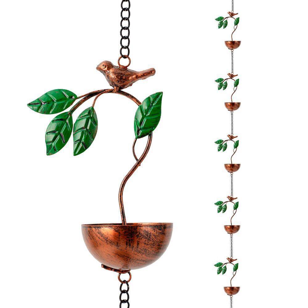 8.7 ft. Rain Chains for Outside, Leaves and Bird Decorative Rain AVPGCX ...