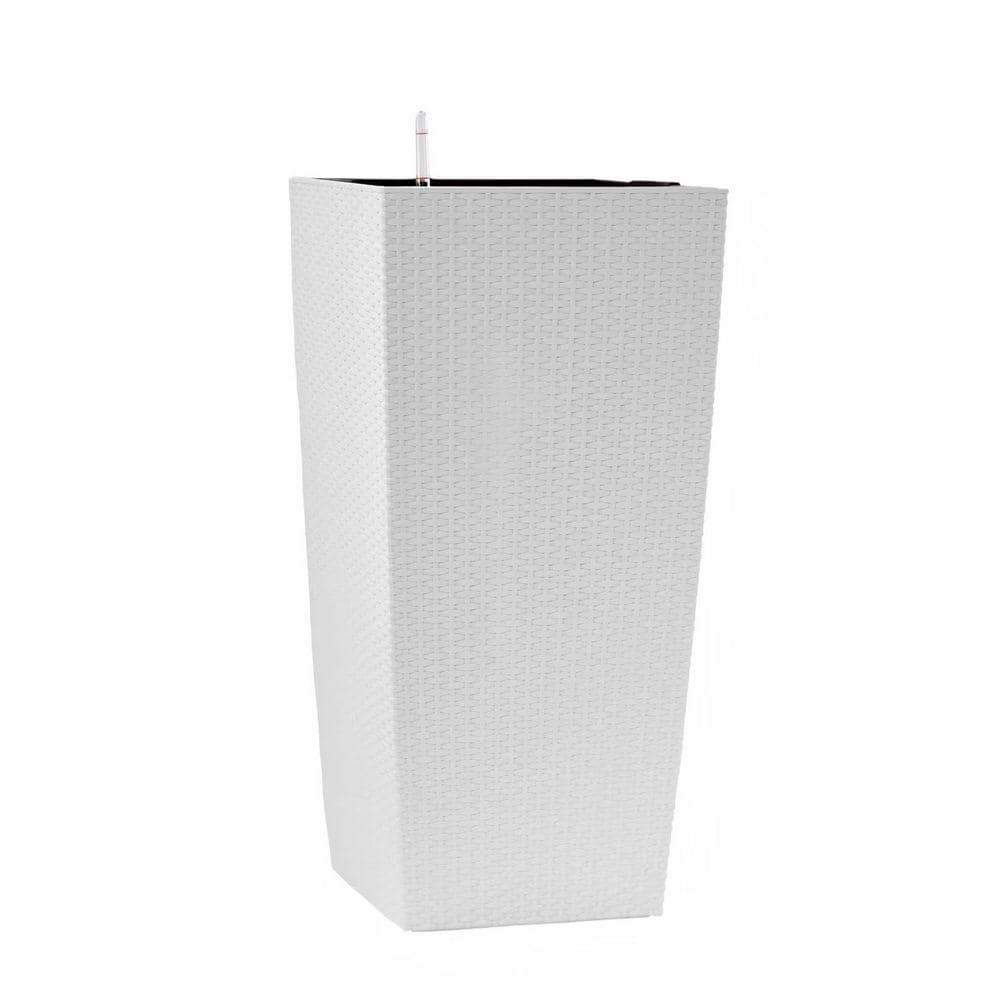 HumblePleb 30 in. H x 15 in. W Plastic Planter Pot In White, with Self ...