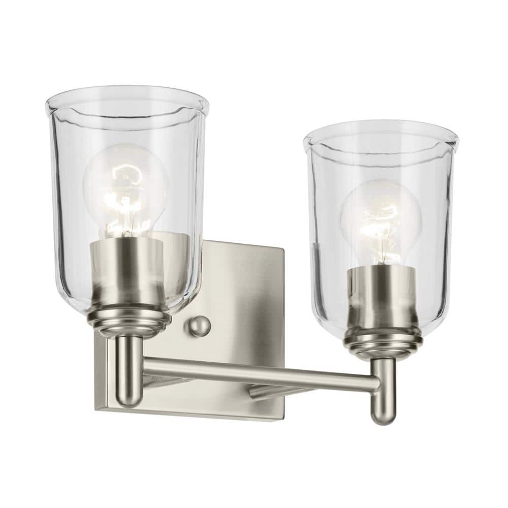KICHLER Shailene 12.5 in. 2-Light Brushed Nickel Traditional Bathroom ...