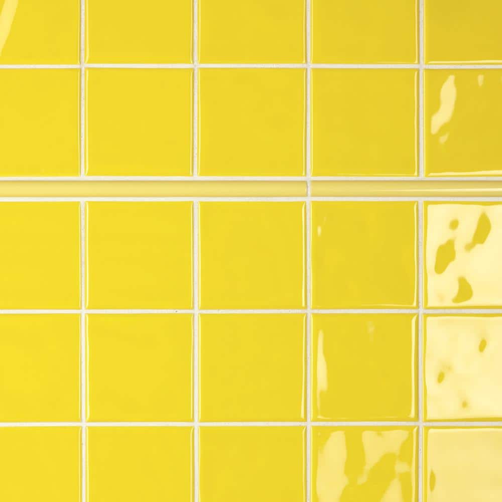 Merola Tile Twist Square Yellow Lemon 11-3/4 in. x 11-3/4 in. Ceramic ...