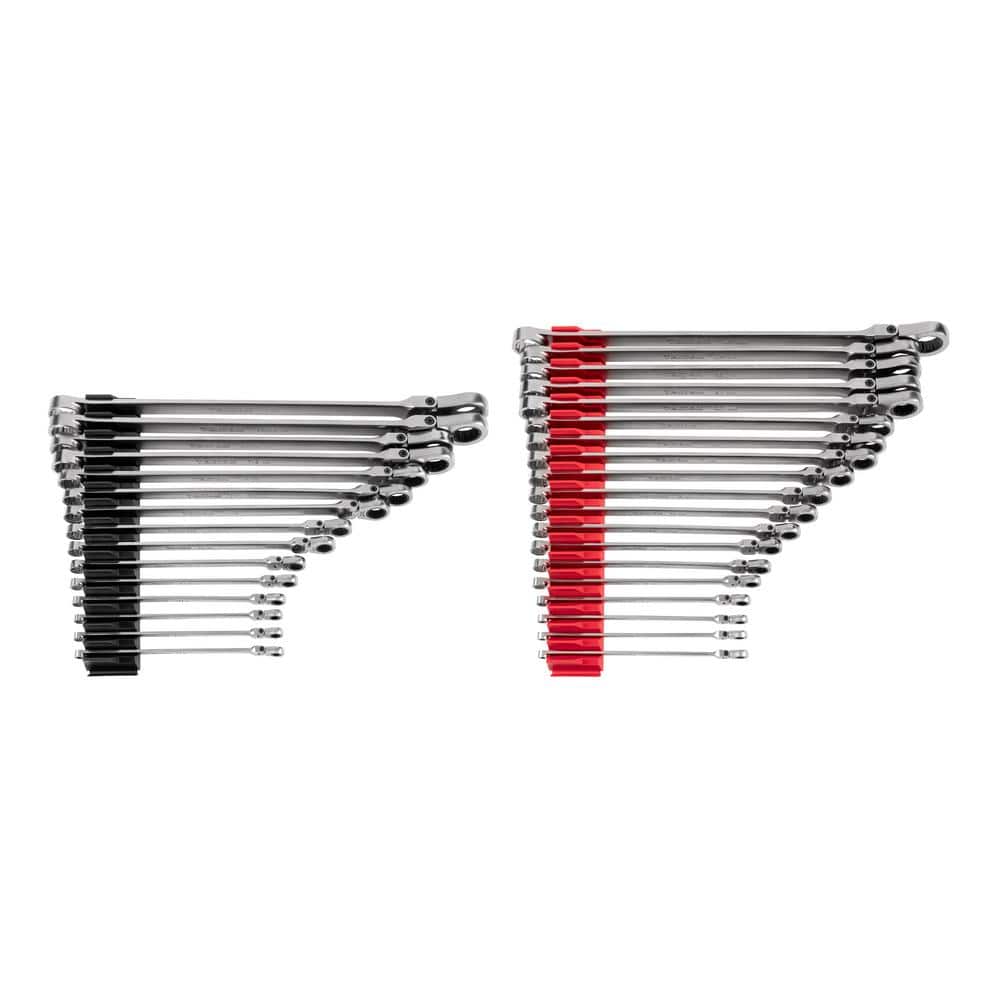 TEKTON Long Fixed/Flex Head 12-Point Ratcheting Box End Wrench Set with ...