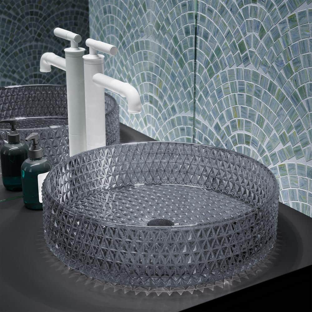 Swiss Madison Cache 15.75 in. Round Glass Vessel Sink in Black SM ...