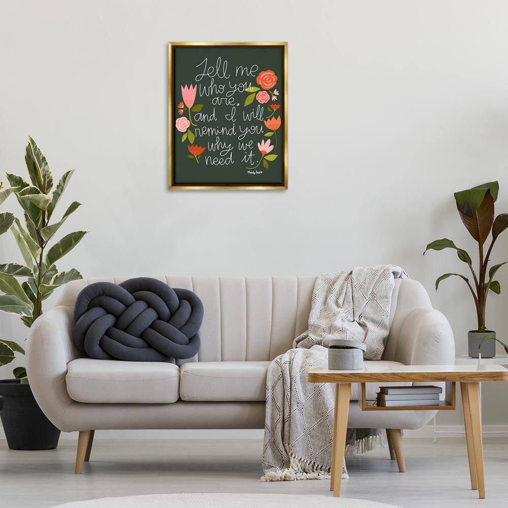 Stupell Industries Inspiring Quote with Florals Gold Floater Frame ...