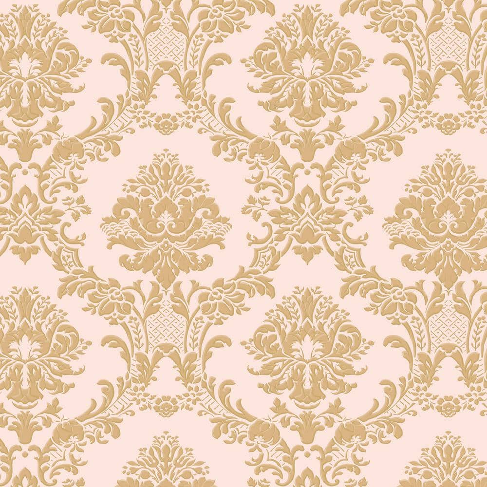 Norwall Classic Damask Wallpaper in Metallic Gold and Pink CI38216 ...