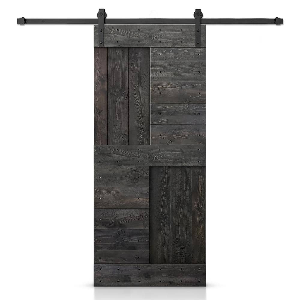 CALHOME 42 in. x 84 in. Charcoal Black Stained Assembly Required Knotty ...