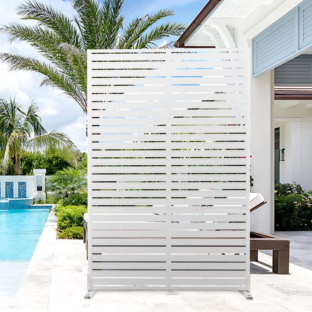 TUYOHW 47" W x 72" H White Metal Privacy Screen-Rust-Resistant Outdoor ...