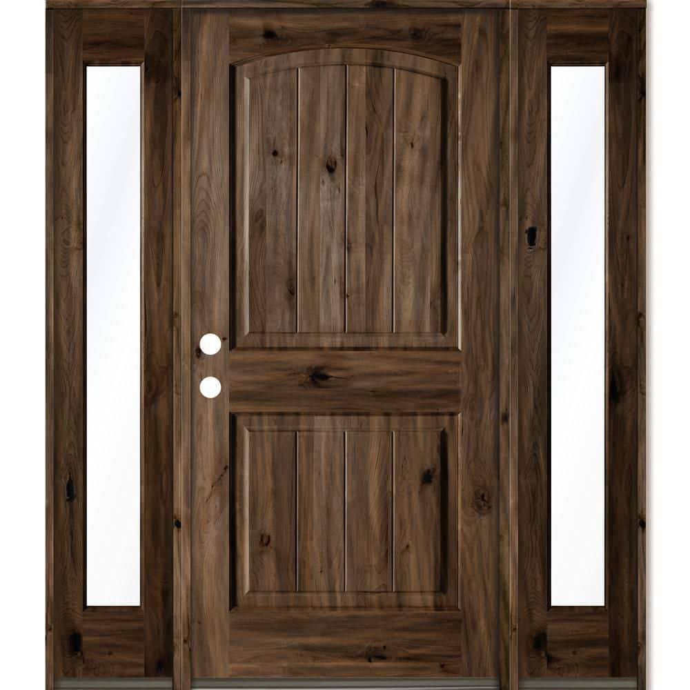 Krosswood Doors 58 in. x 80 in. Rustic knotty alder Sidelite 2 Panel ...