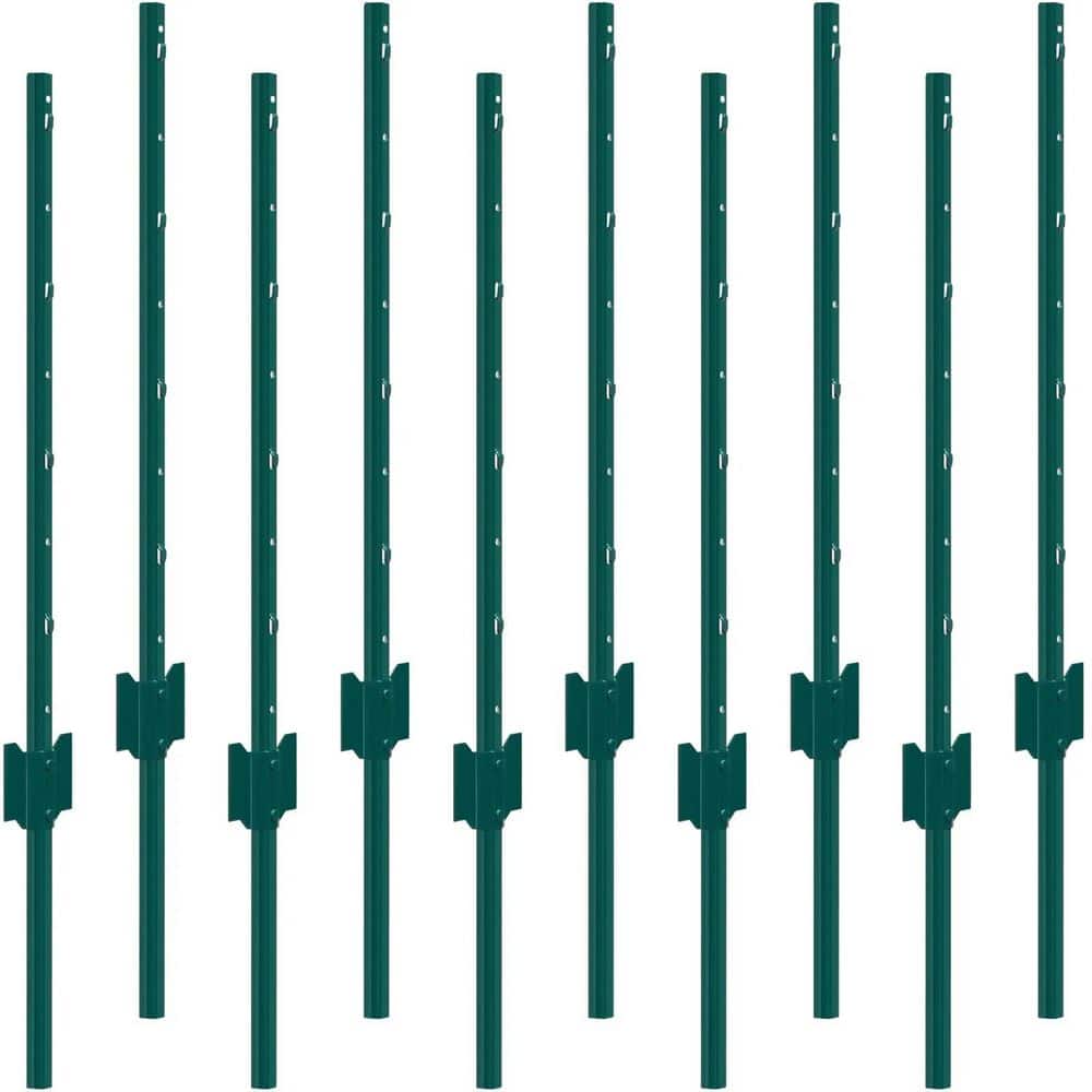spca 3 ft. x 1.18 in. x 12 in. Heavy Duty Metal T-Post Fence Post Green ...