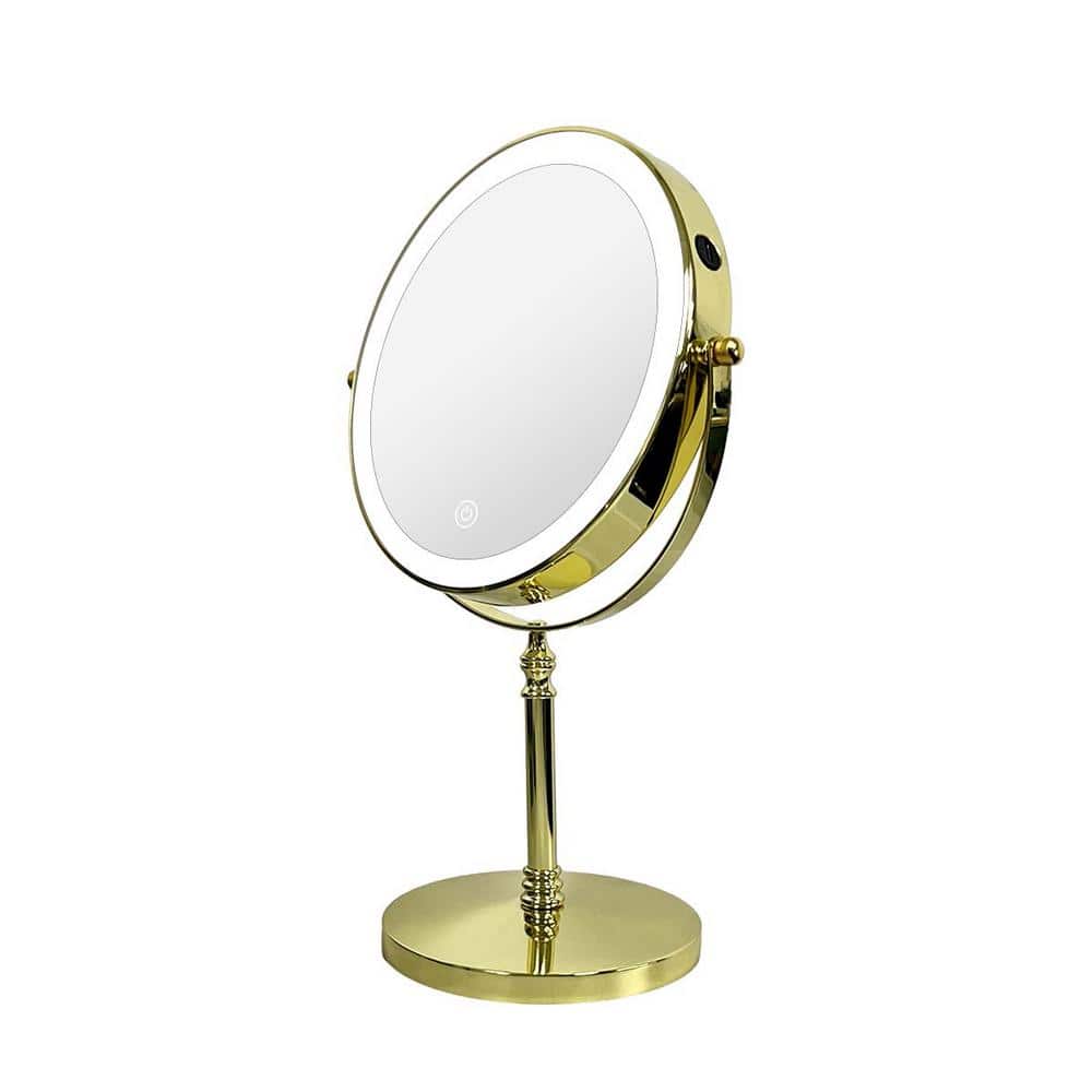Amucolo 8 in. W x 14 in. H Round 1X/10X Tabletop Bathroom Makeup Mirror ...