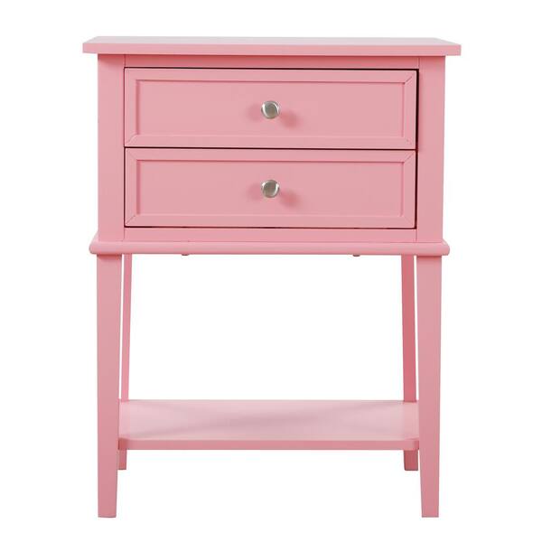 AndMakers Newton 2-Drawer Pink Nightstand (28 in. H x 22 in. W x 16 in ...
