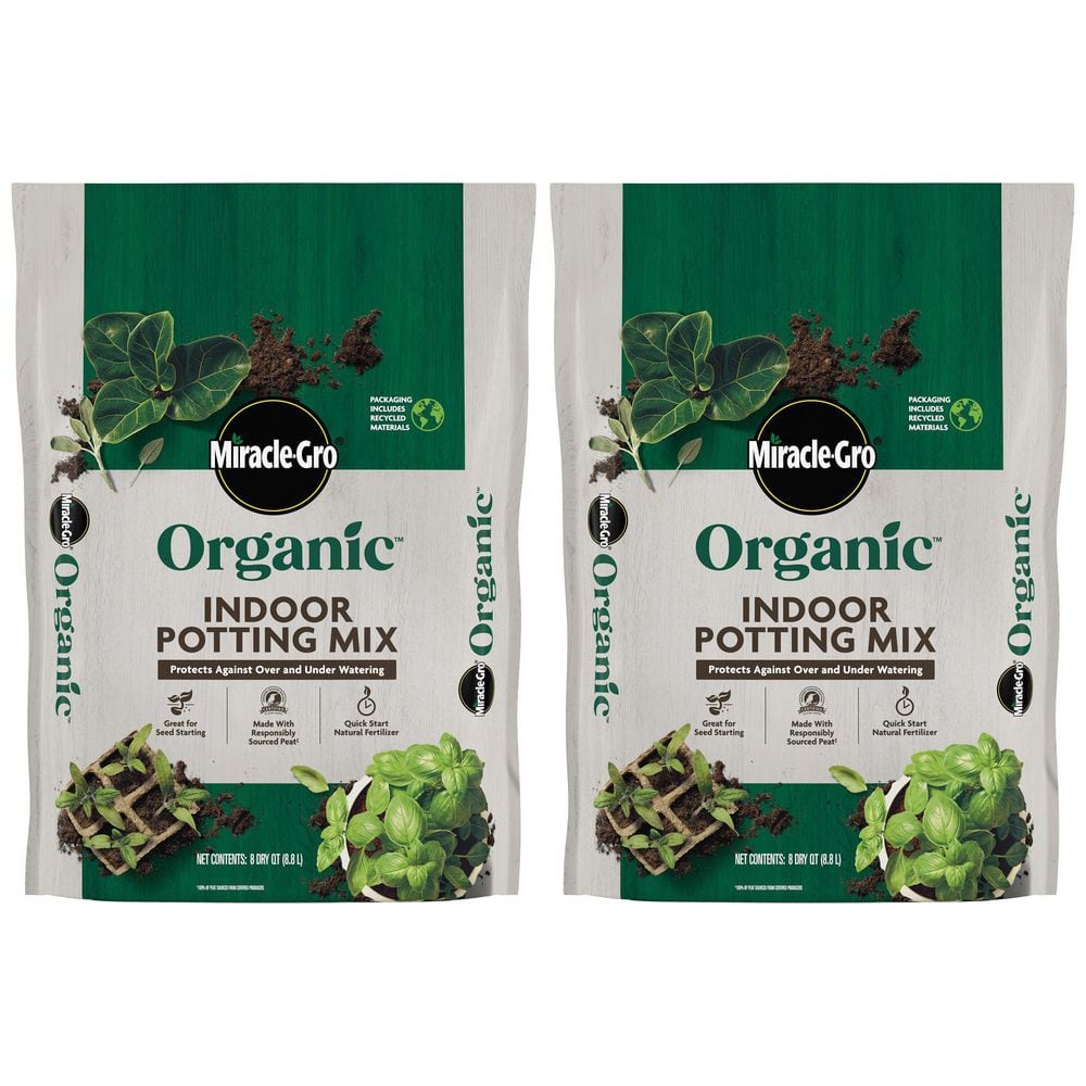 Miracle-Gro Organic Indoor Potting Mix 8 qt. For Houseplants and Seed ...