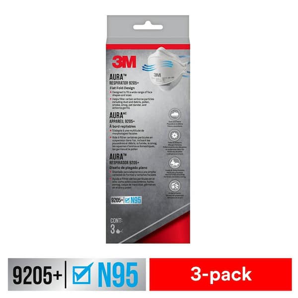 3M 9205 N95 Aura Particulate Disposable Respirator Foldable (3-Pack) 9205PH-3-DC - The Home Depot