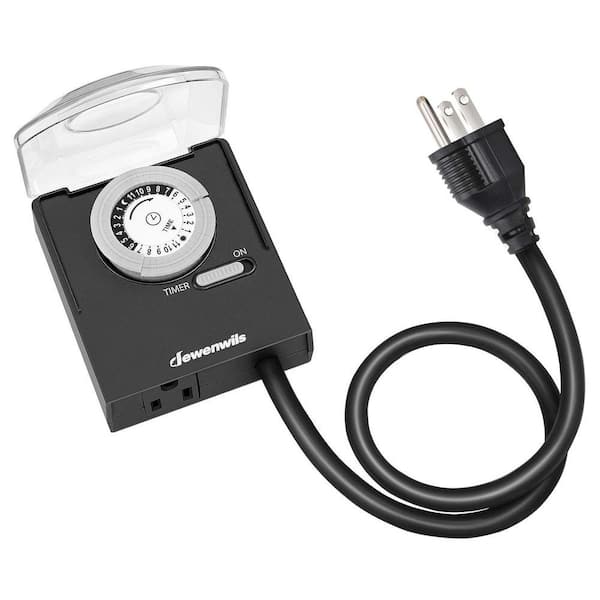 DEWENWILS 24-Hour Mechanical Light Countdown Outdoor Timer with 2 ft ...