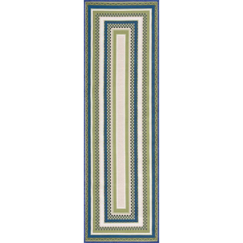 Tayse Rugs Stunning Green 2 ft. x 8 ft. Border Indoor/Outdoor Runner ...