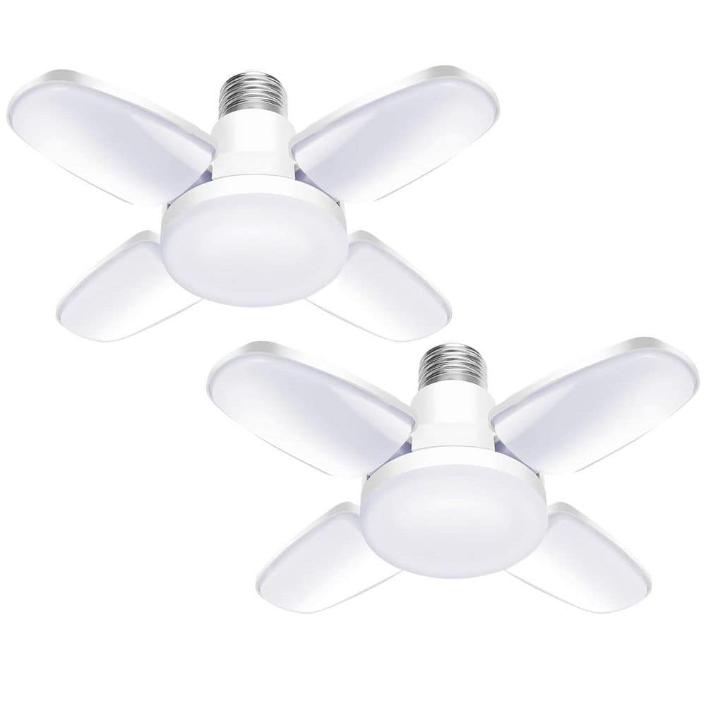 Lukyamzn 50W 5000 Lumen LED Garage Ceiling Light Bulb 2 Pack 4 ...