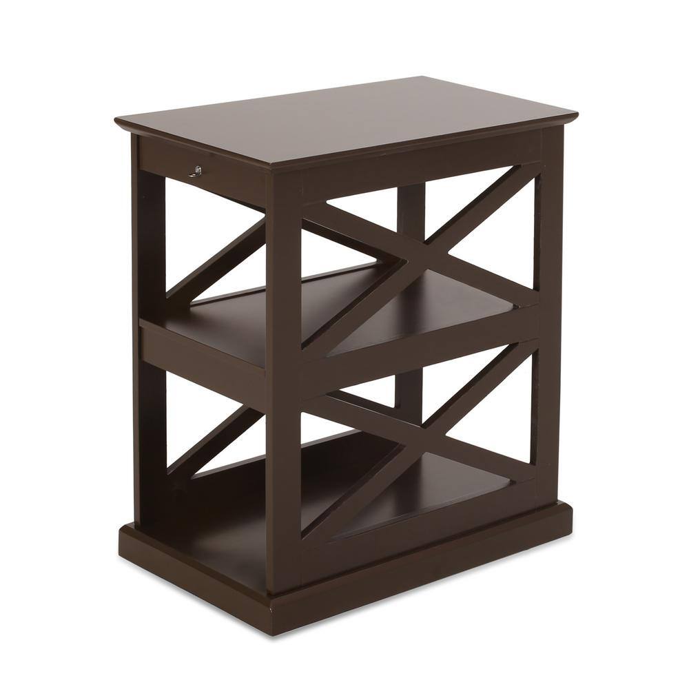 Noble House Snyder 23.75 in. Dark Walnut Rectangle MDF Side Table with ...