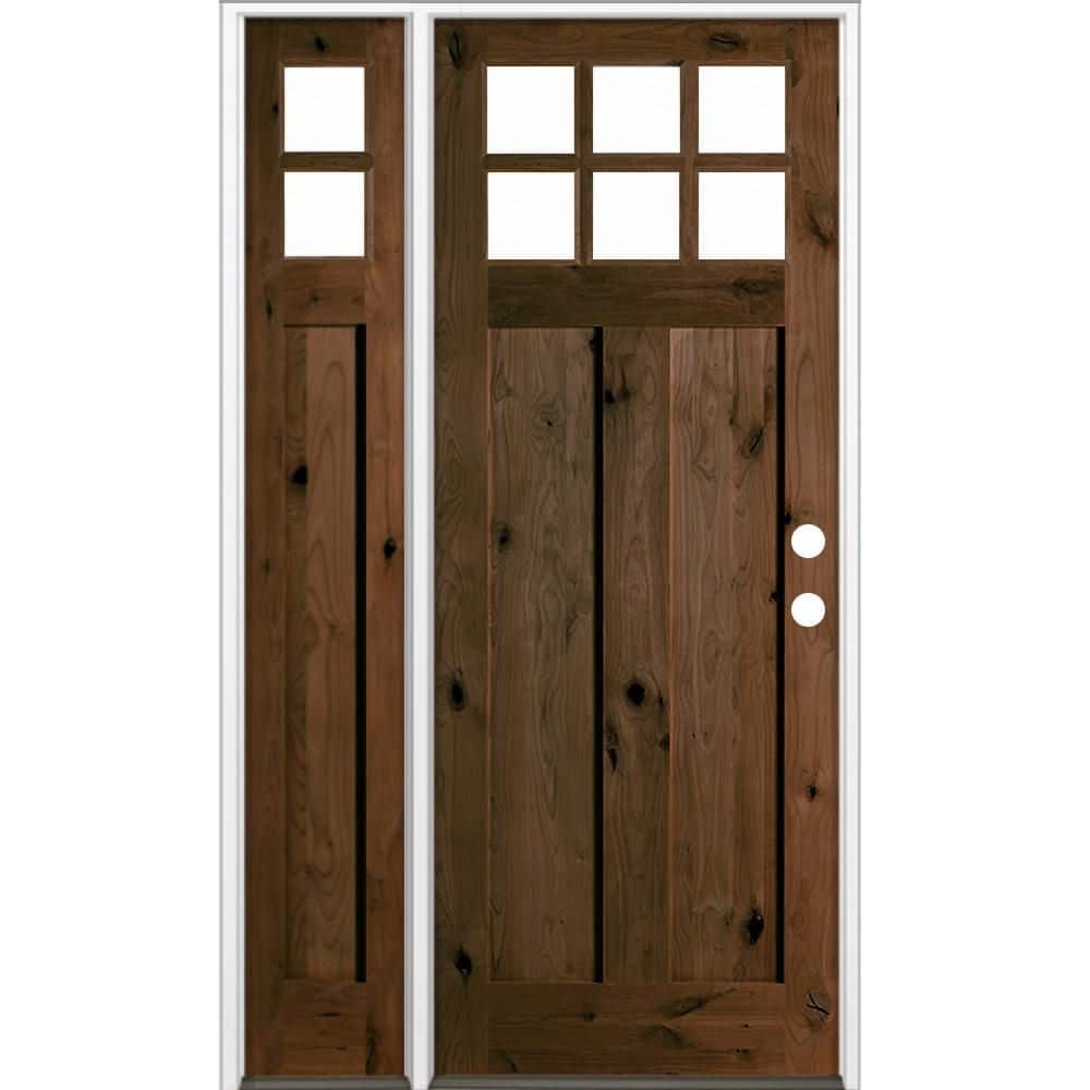Krosswood Doors 50 in. x 96 in. Knotty Alder Left-Hand/Inswing 6-Lite ...