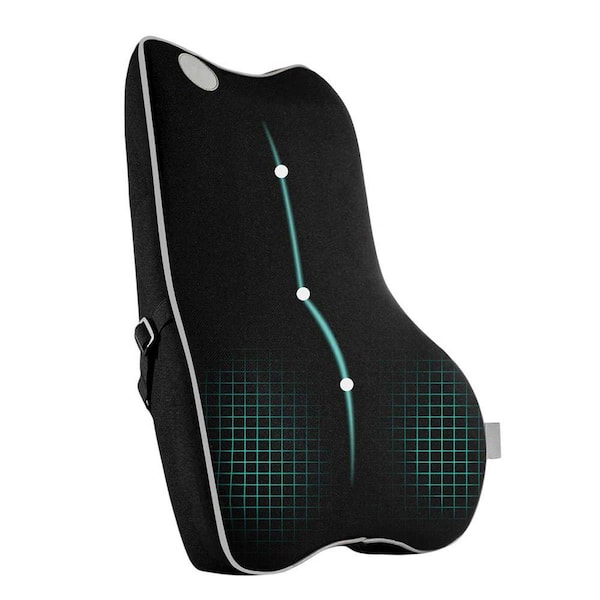Black Edge Ergonomic Lumbar Chair Pad, Support Pillow with Memory Foam ...