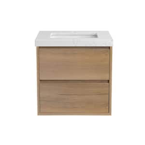 LANDOLT Solenne 84 in. Double Sink Floating Bath Vanity in Natural Oak ...