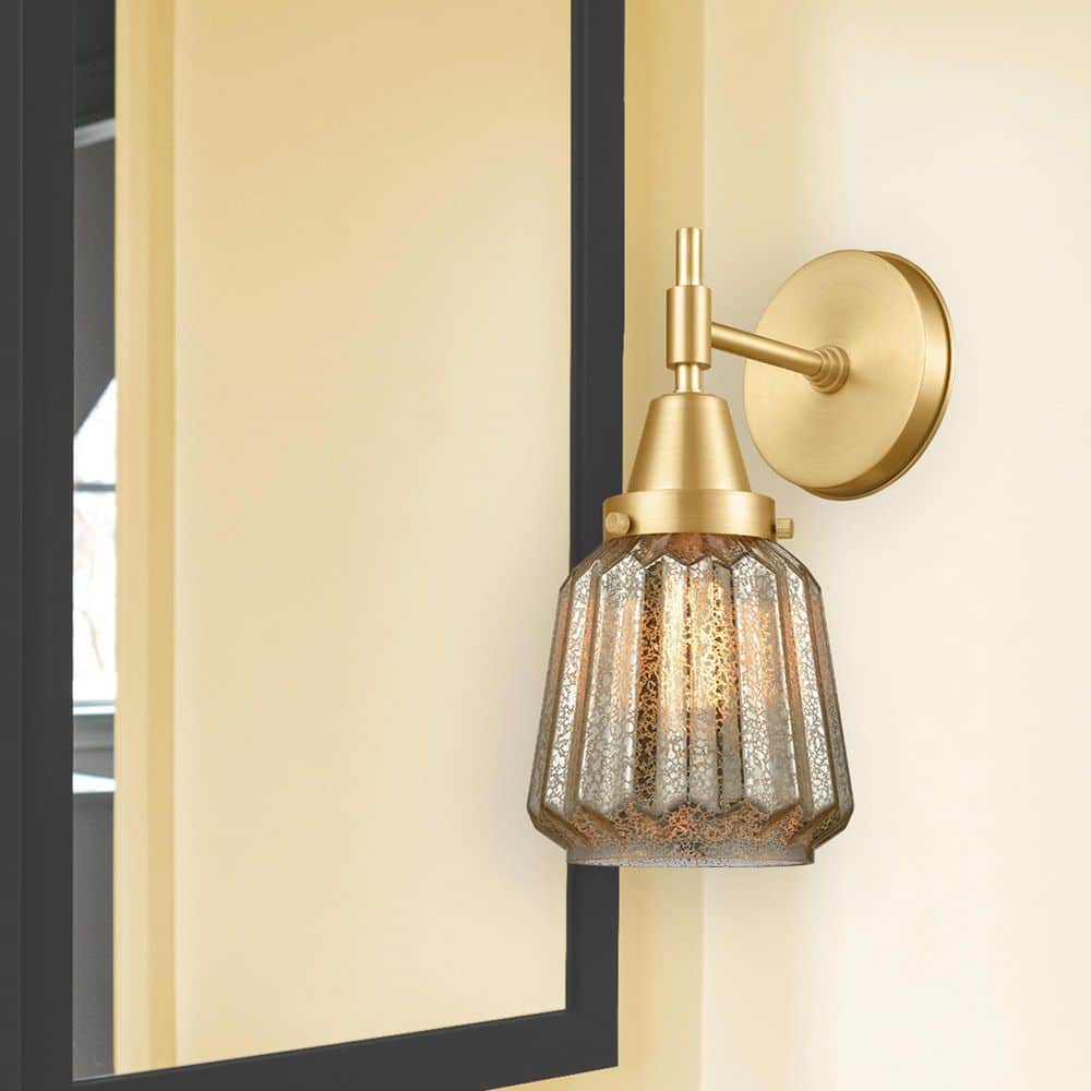 Innovations Chatham 1-Light Satin Gold Wall Sconce with Silver Glass ...