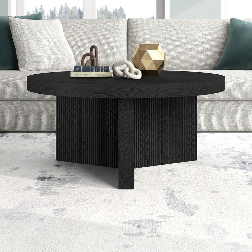 Meyer&Cross Holm 32 in. Black Grain Round MDF Top Coffee Table CT2094 - The Home Depot