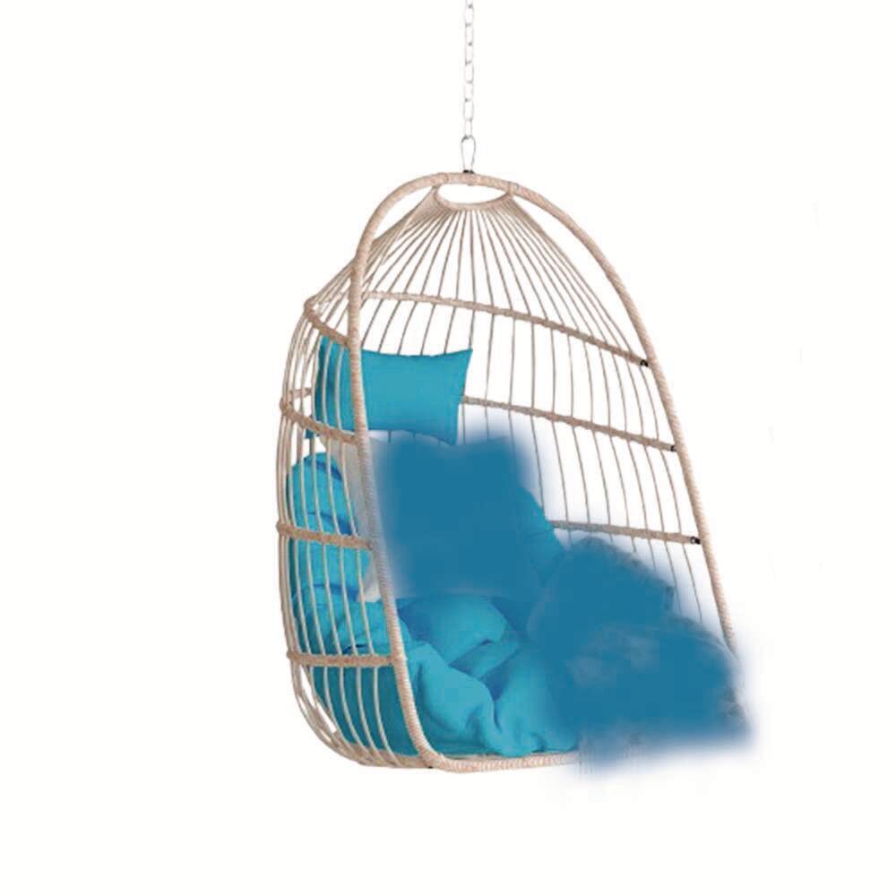Blue Wicker Porch Swing, Hanging Egg Chair Without Stand, Foldable ...