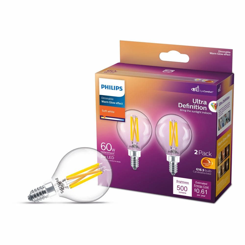 Philips 60-Watt Equivalent Ultra Definition G16.5 Clear Glass Dimmable ... Philips 60-Watt Equivalent Ultra Definition G16.5 Clear Glass Dimmable ...