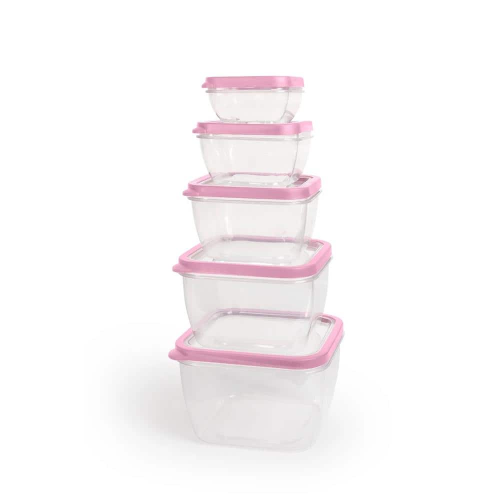 LEXI HOME Nested Square 10-Piece Airtight Plastic Food Storage ...