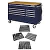 Husky 52 in. W x 25 in. D 9-Drawer Gloss Blue Mobile Workbench Tool ...