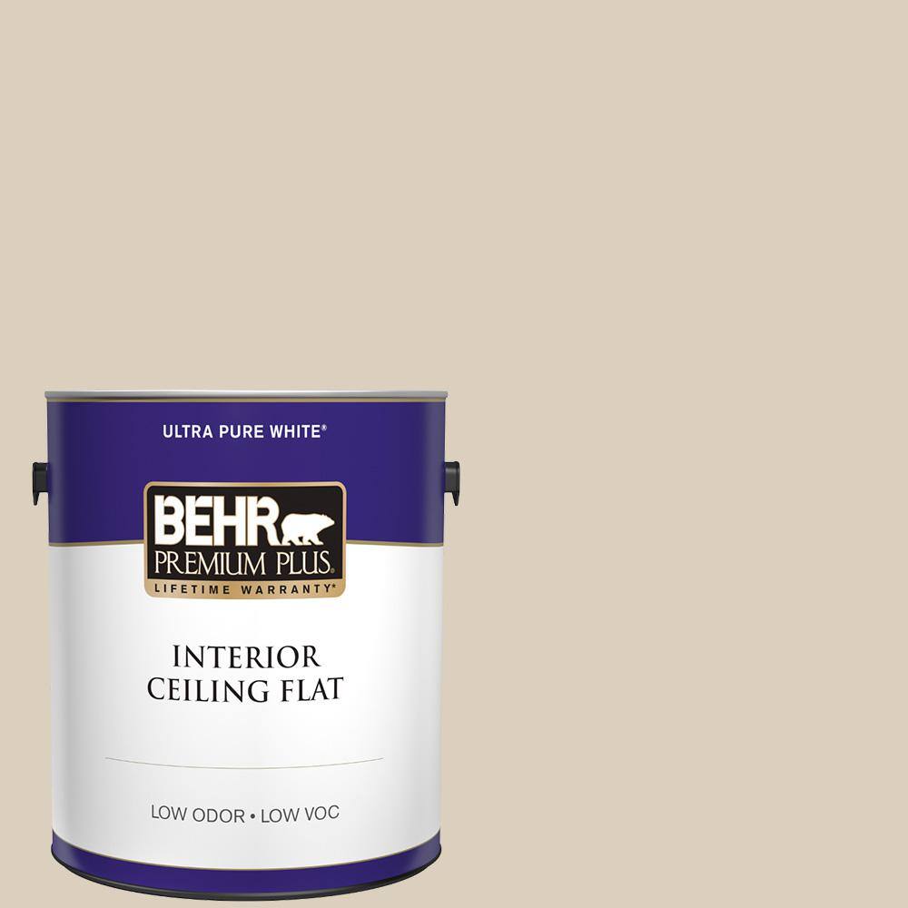 BEHR PREMIUM PLUS 1 qt. #BWC-25 Sandy Clay Ceiling Flat Interior Paint ...