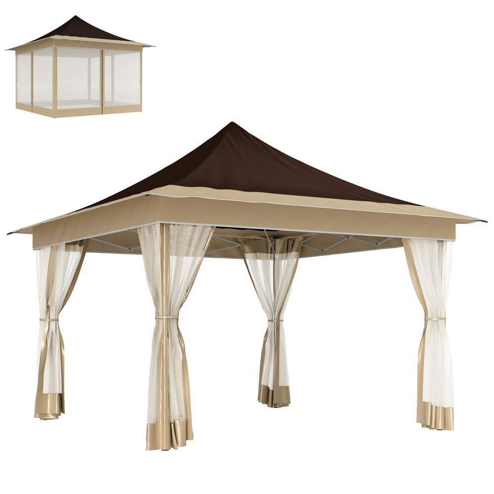 Outsunny 12 ft. x 12 ft. Pop Up Canopy Tent with Mesh Netting, UPF50 ...