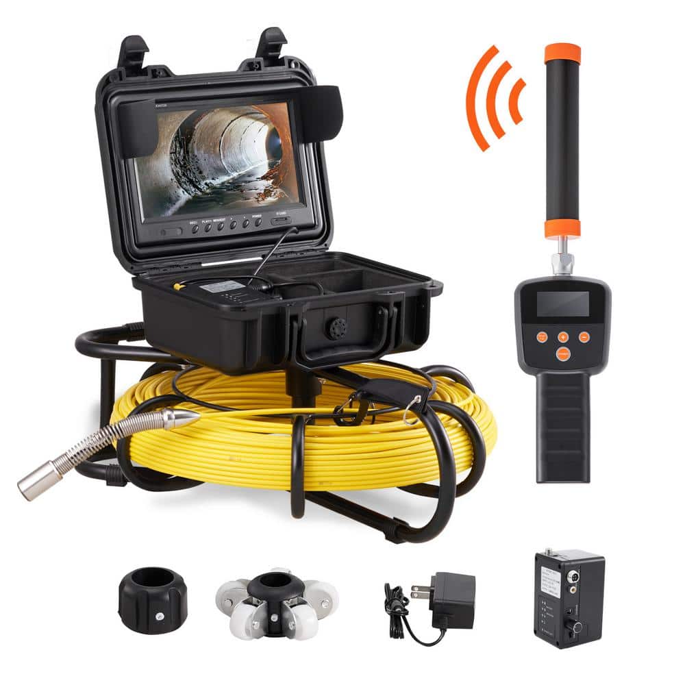 VEVOR Sewer Pipe Camera 9 in. Screen Pipeline Sewer Camera 300 ft. DVR ...