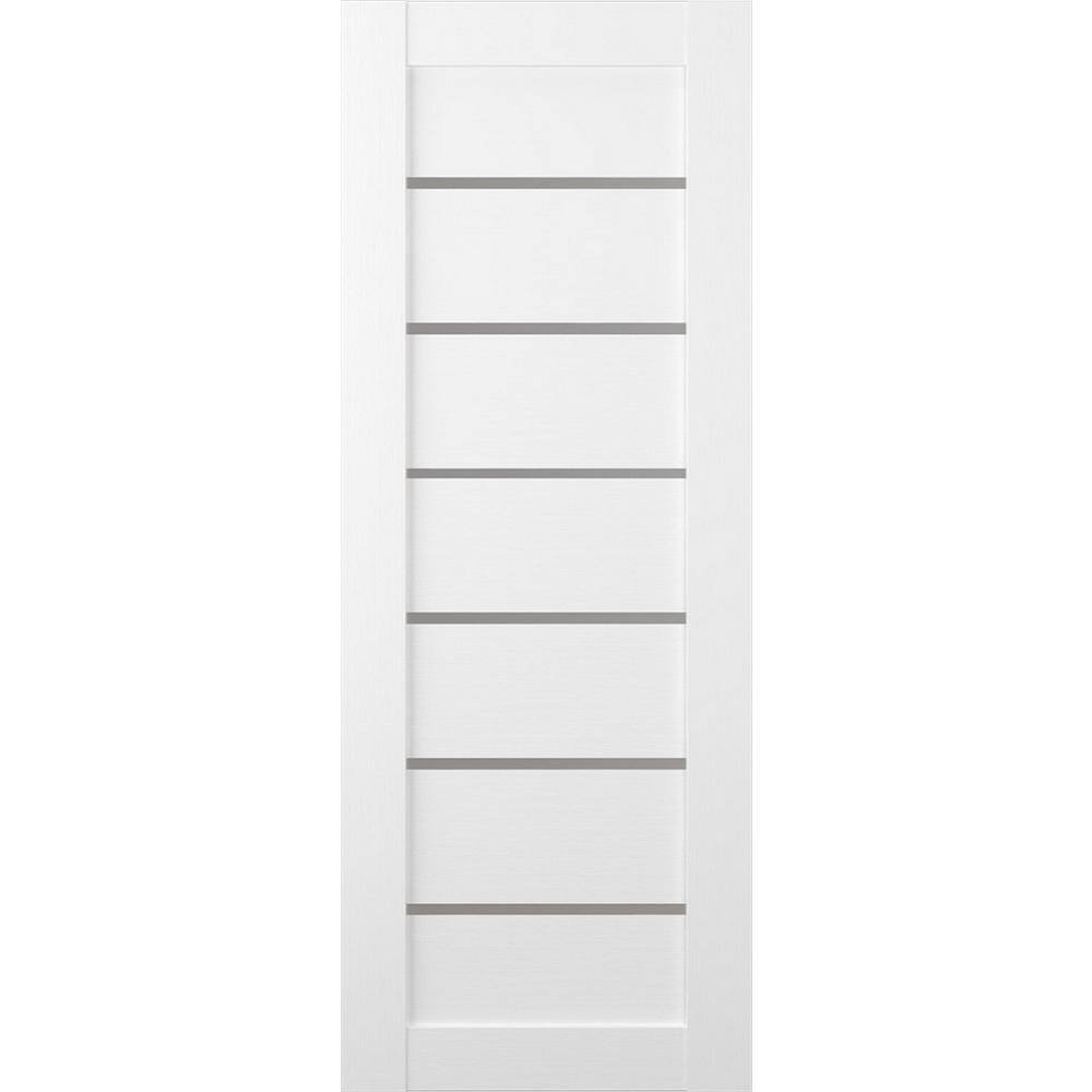 Belldinni Alba 24 in. x 80 in. No Bore 6-Lite Solid Core Frosted Glass ...