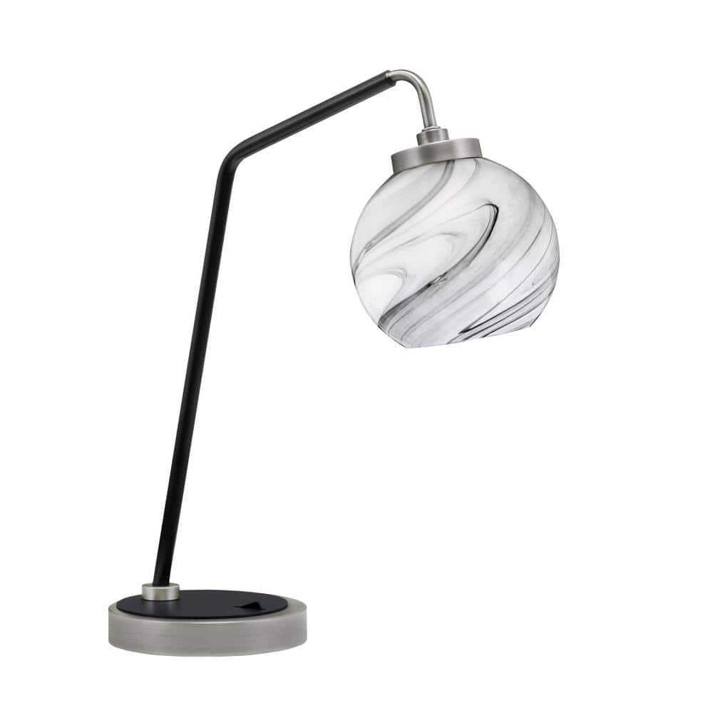 Delgado 16.5 in. Graphite and Matte Black Piano Desk Lamp with Onyx ...