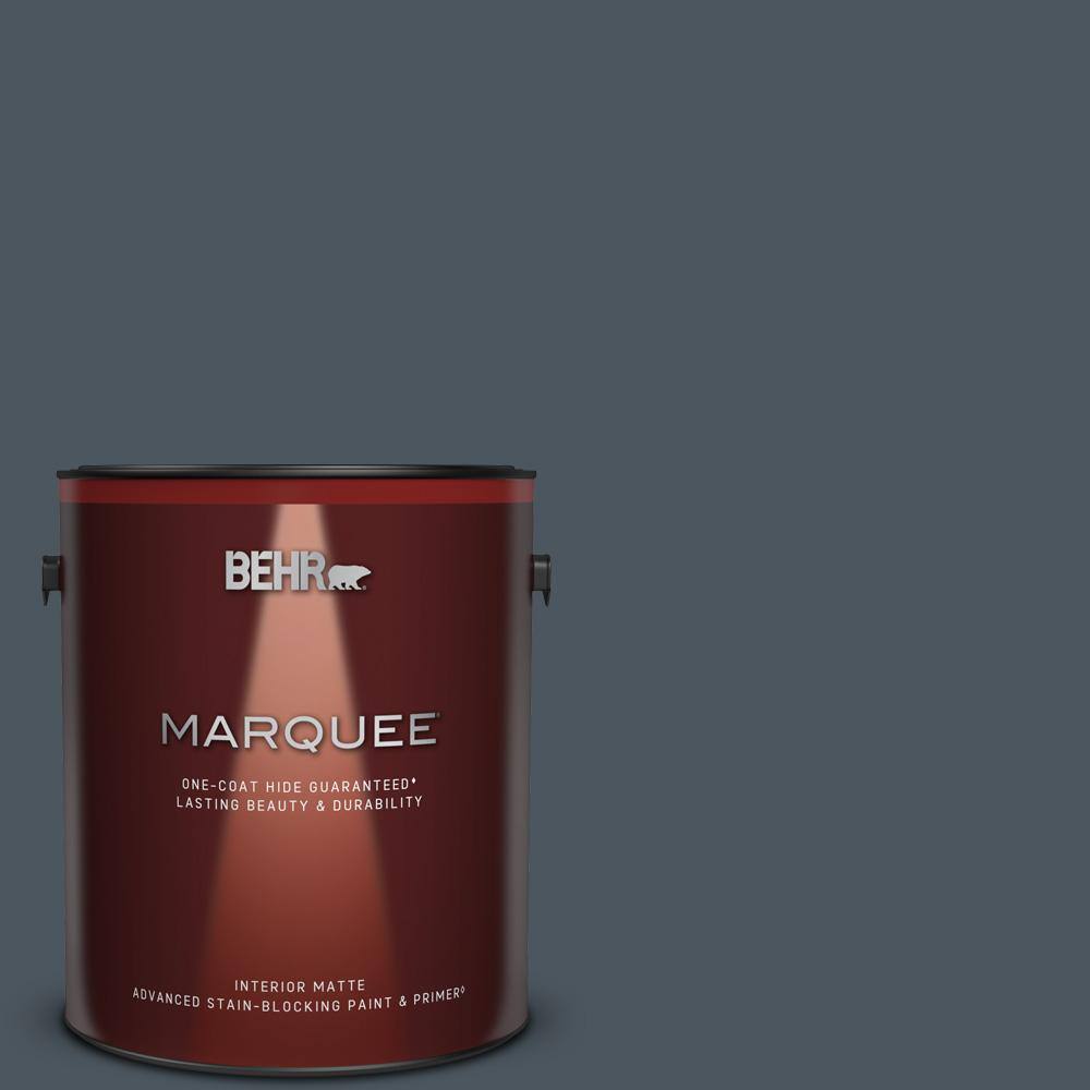 BEHR MARQUEE 1 gal. #N480-7 Midnight Blue One-Coat Hide Matte Interior ...