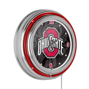 The Ohio State University Red Logo Black Lighted Analog Neon Clock ...
