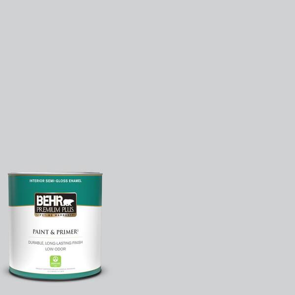 BEHR PREMIUM PLUS 1 qt. #N510-1 Silver Shadow Semi-Gloss Enamel Low ...