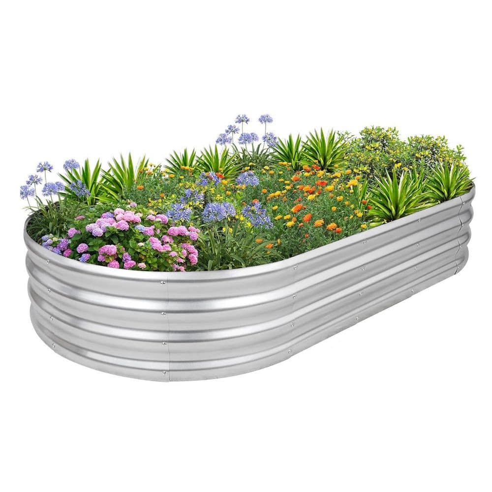 Primehome 6 x 3 x 1 ft. Galvanized Steel Raised Planter Box Garden Bed ...