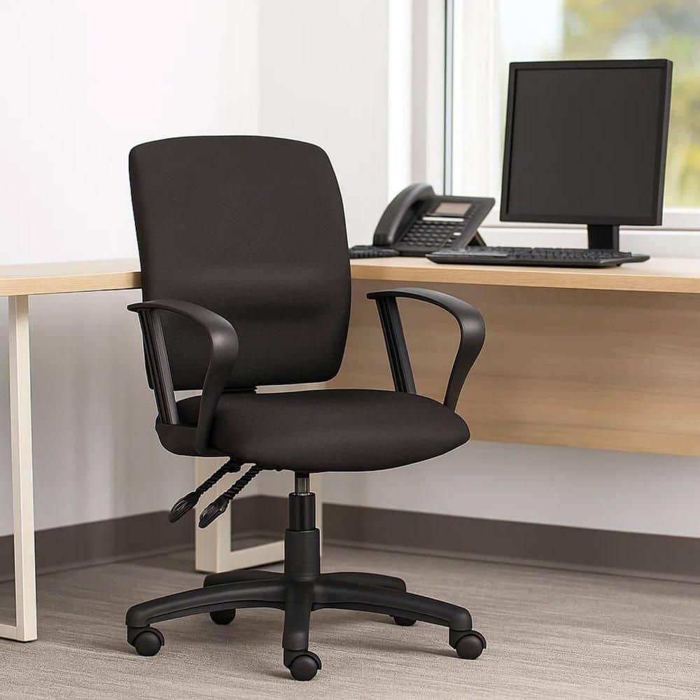 Benjara Zean Fabric Rolling Task Chair in Black Arms BM344548 - The Home Depot
