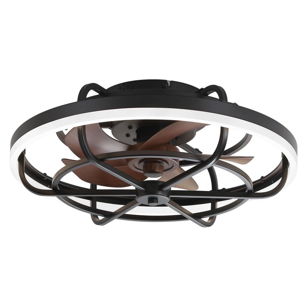 Breezary Francis 20 in. Indoor Black Flush Mounted Ceiling Fan with RGB ...