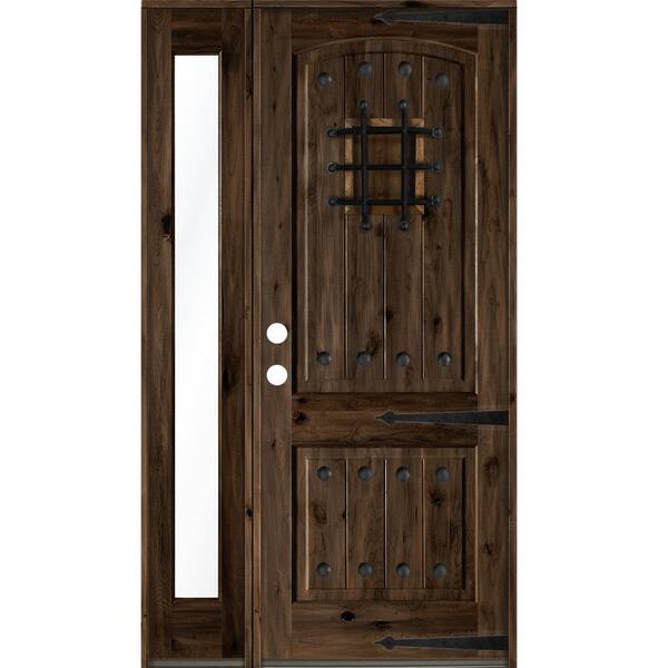 Krosswood Doors 58 in. x 96 in. Mediterranean Knotty Alder Right-Hand ...