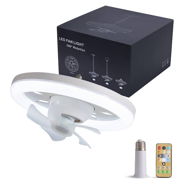 FANNEHONNE Socket Ceiling Light Bulb Fan with Remote 12 in.30W-LED ...